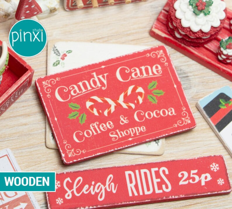 Miniature Christmas Candy Cane Wooden Sign - 12th / 6th Scale ...