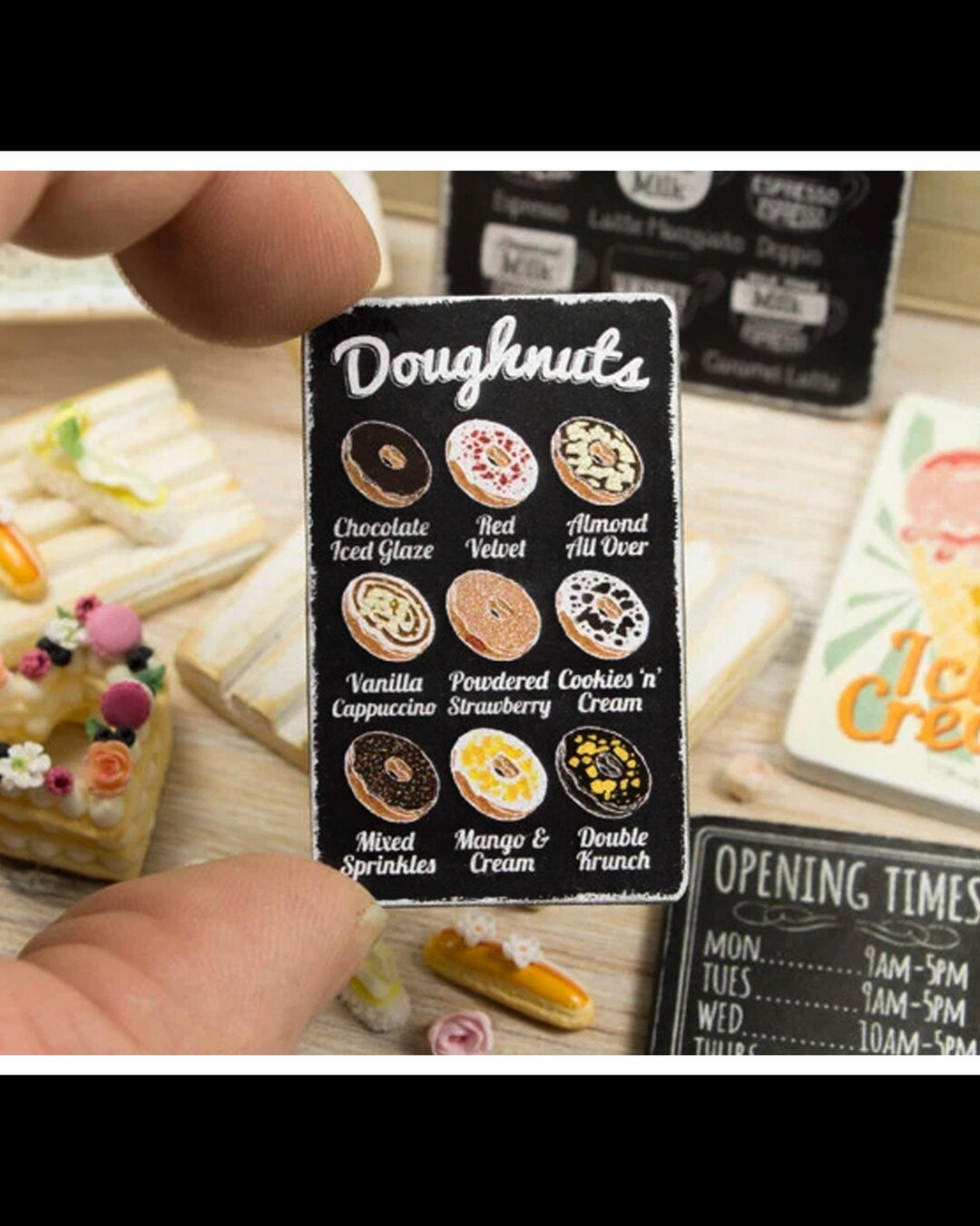 Miniature Doughnut Menu Wooden Sign - Handmade for Adult Collectors ...