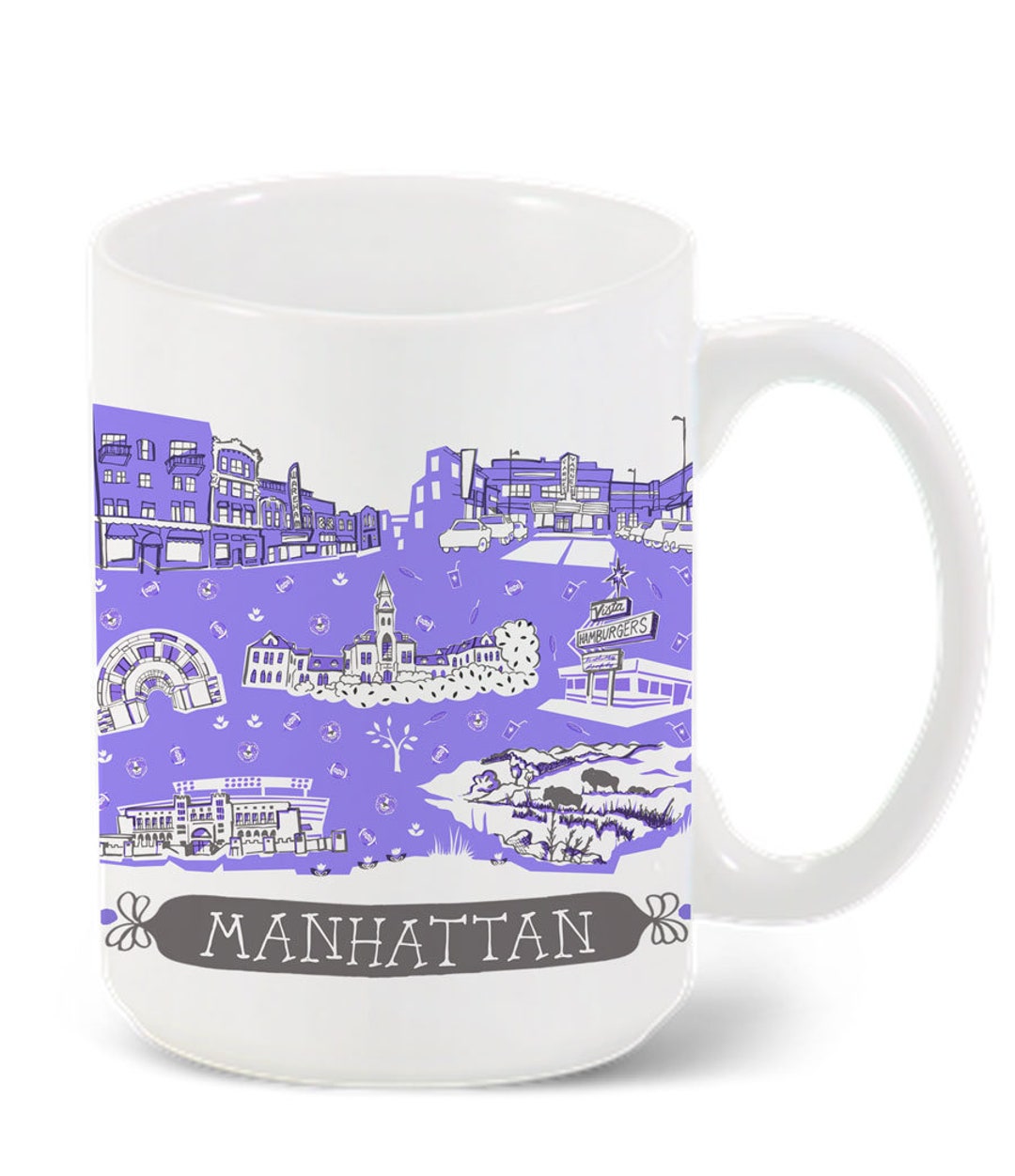 Manhattan KS Mug-city Mug-coffee-tea-kitchen-custom Mug Gift ...