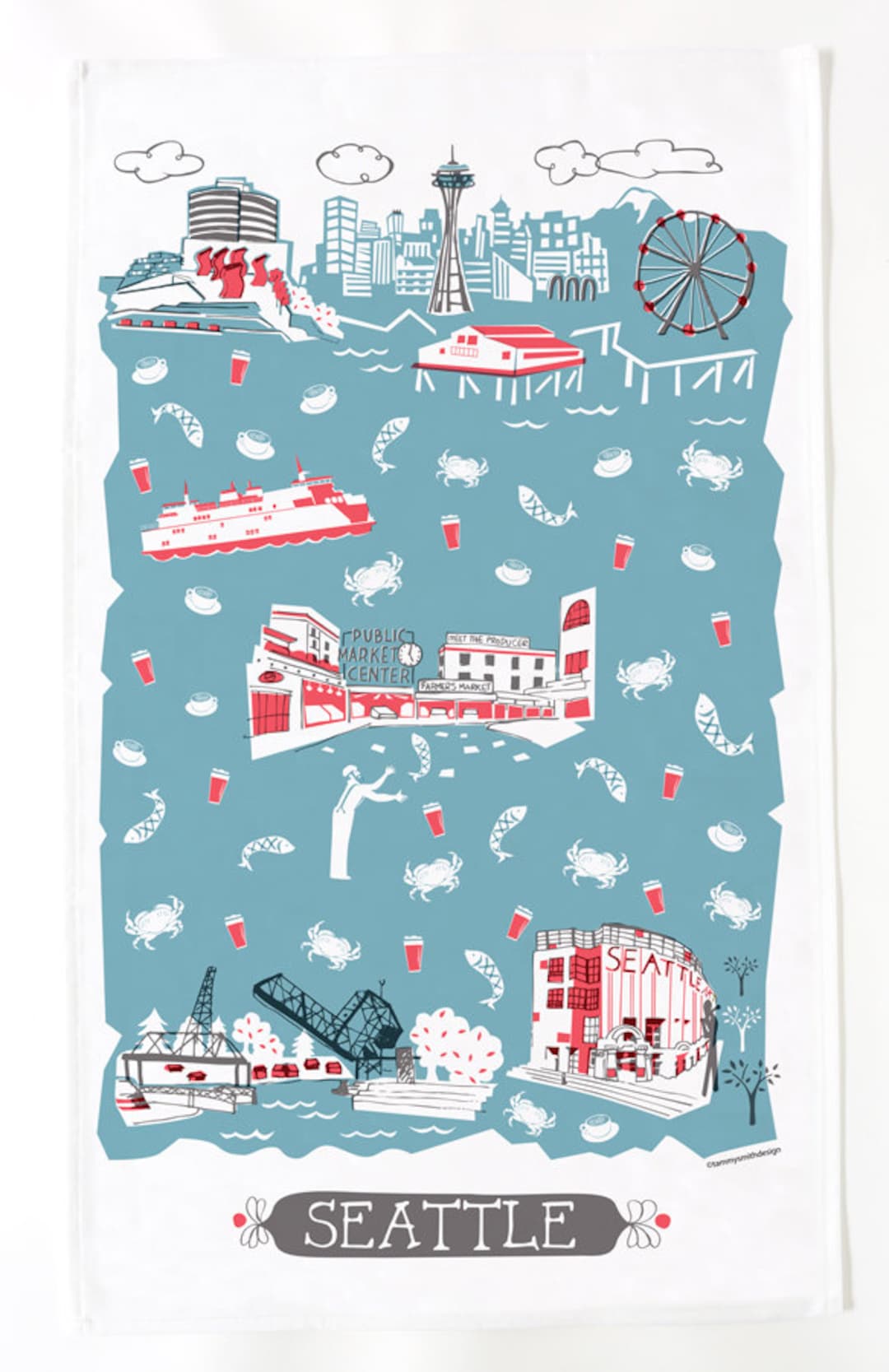 Seattle Tea Towel-unique Gift City Towel - Etsy