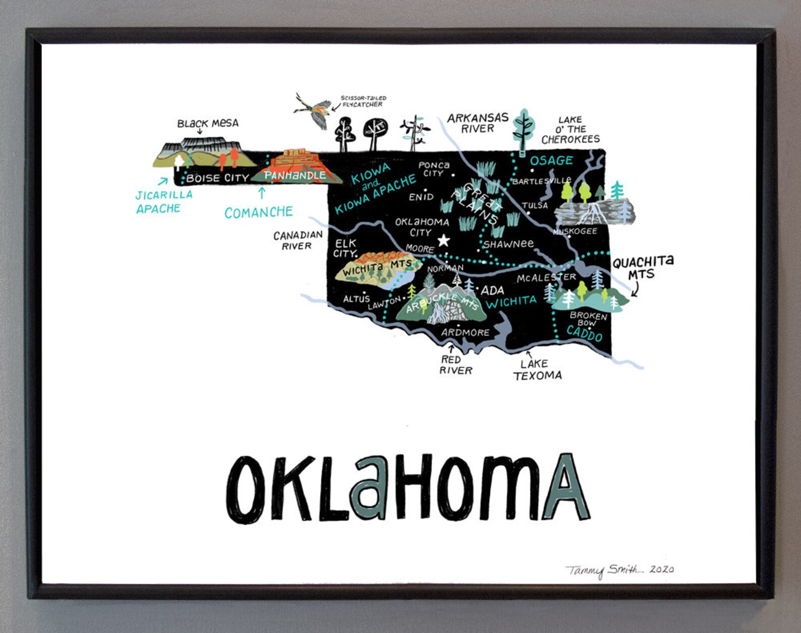 State of Oklahoma Art Print-color Options Available | Etsy