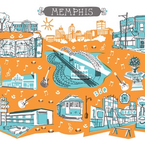 Wall Art-memphis Tennessee-art Print-3 Color-city Illustrations-10x8 ...