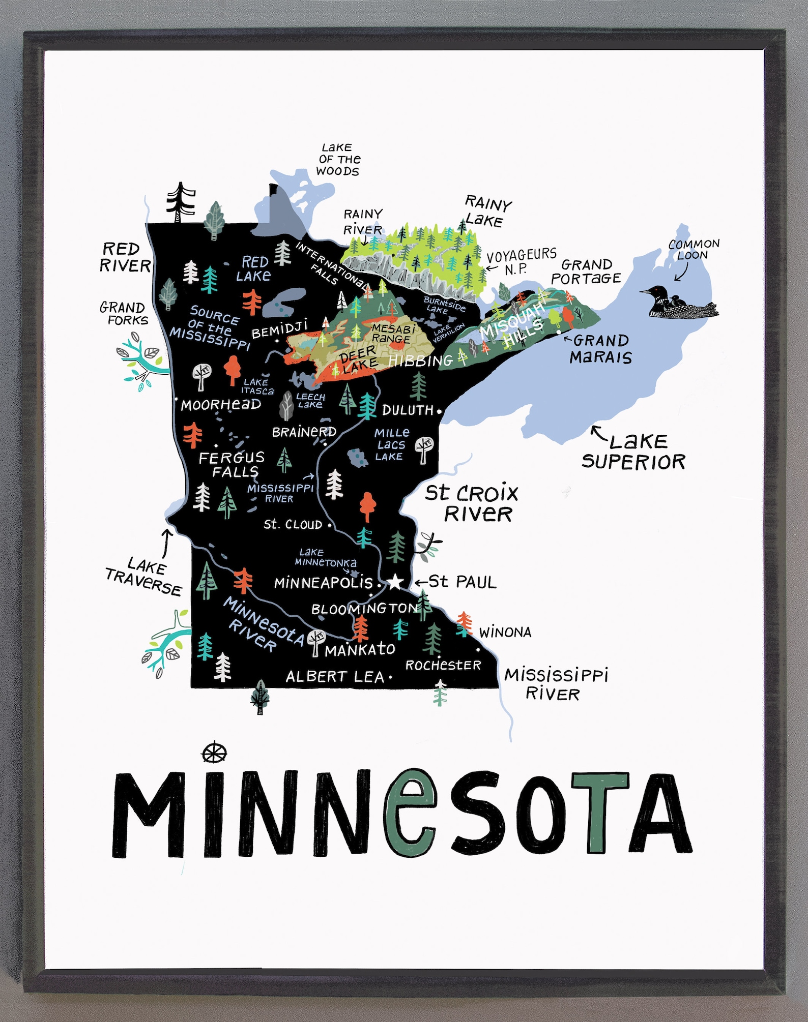 State of Minnesota Art Print-color Options Available - Etsy