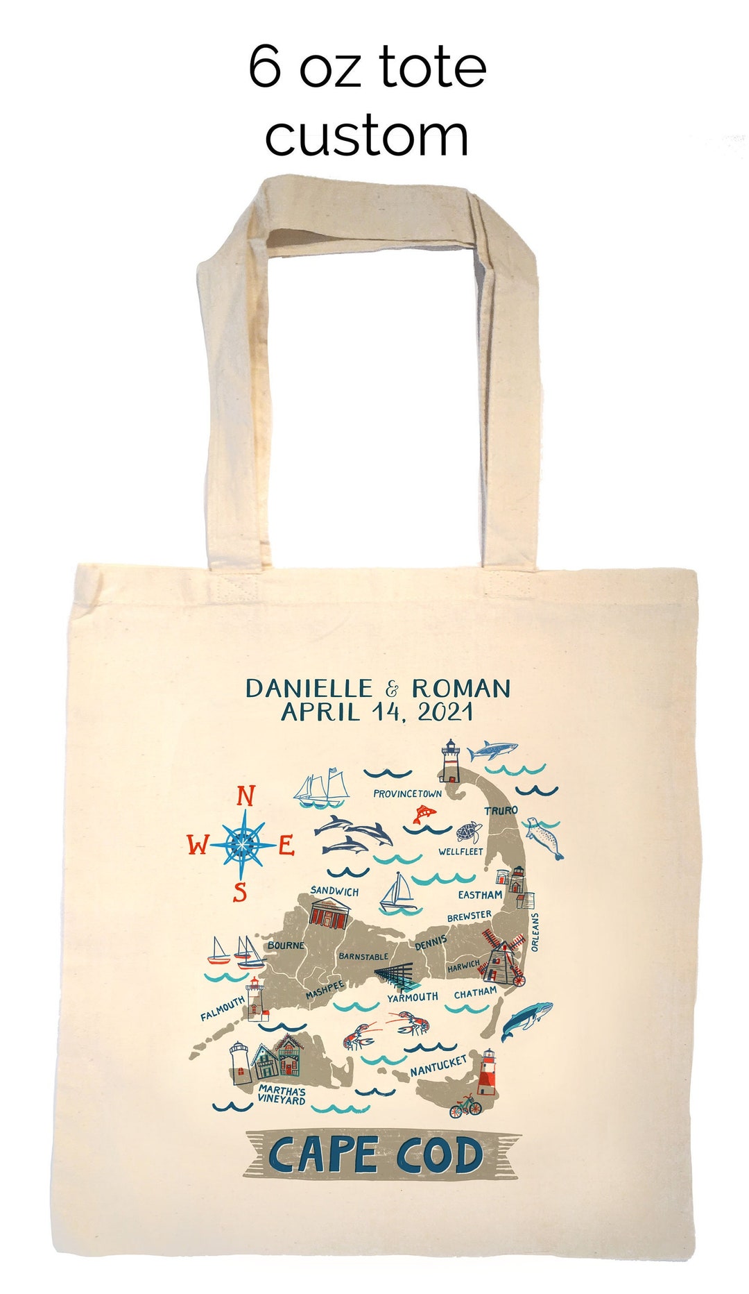 Cape Cod Tote Bag-wedding Welcome Tote - Etsy