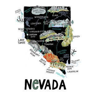 State of Nevada art print-color options available | Etsy