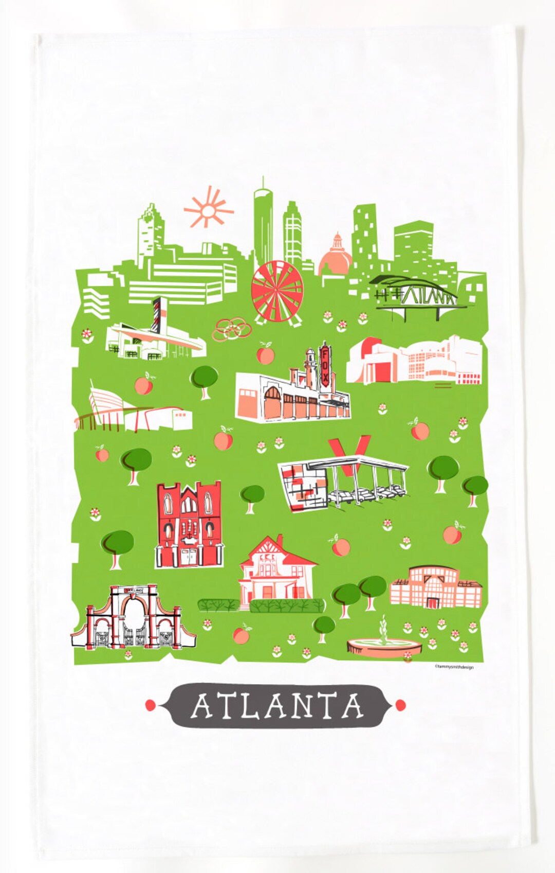 Atlanta GA Tea Towel-unique Gift City Towel - Etsy