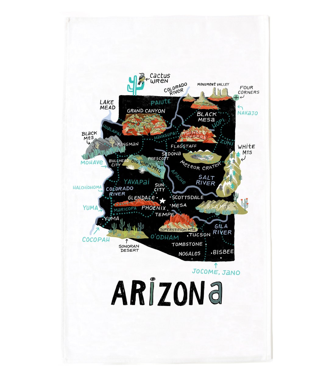 State of Arizona Tea Towel-unique Gift State Towel - Etsy