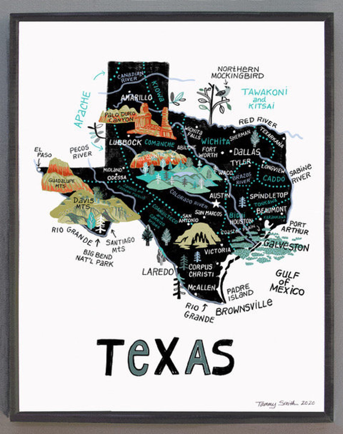State of Texas Art Print-color Options Available | Etsy