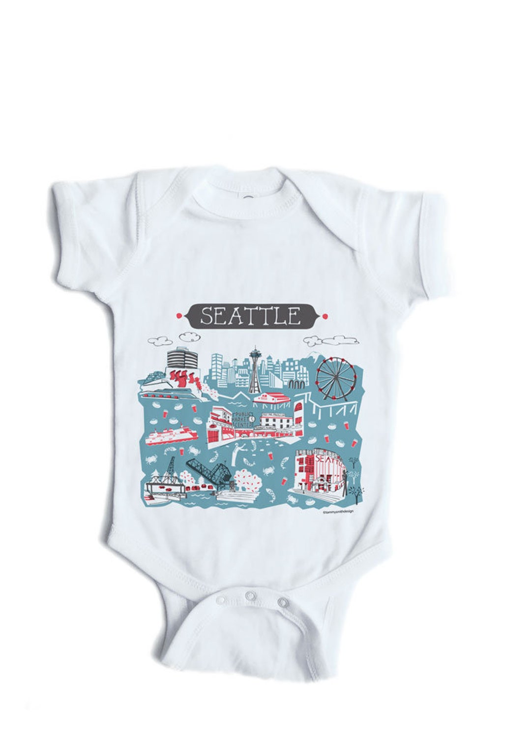 Seattle One-piece, Custom City Baby Shirt, Baby Body Suit, Eco Friendly ...
