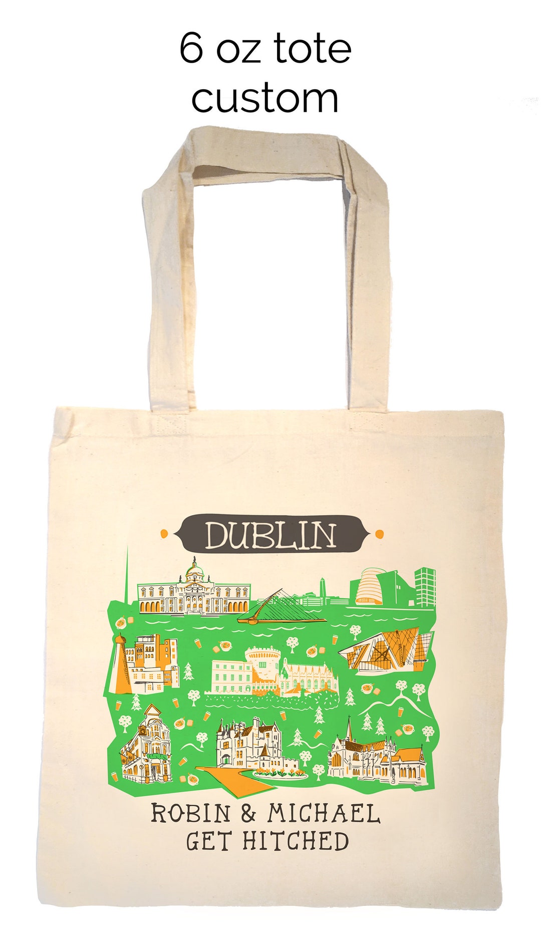 Dublin Ireland Tote Bag-wedding Welcome Tote-choice of Tote Material - Etsy