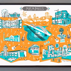 Wall Art-memphis Tennessee-art Print-3 Color-city Illustrations-10x8 ...