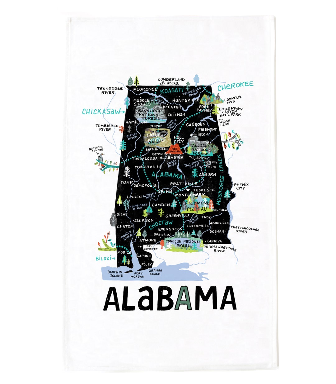 State of Alabama Tea Towel-unique Gift State Towel - Etsy