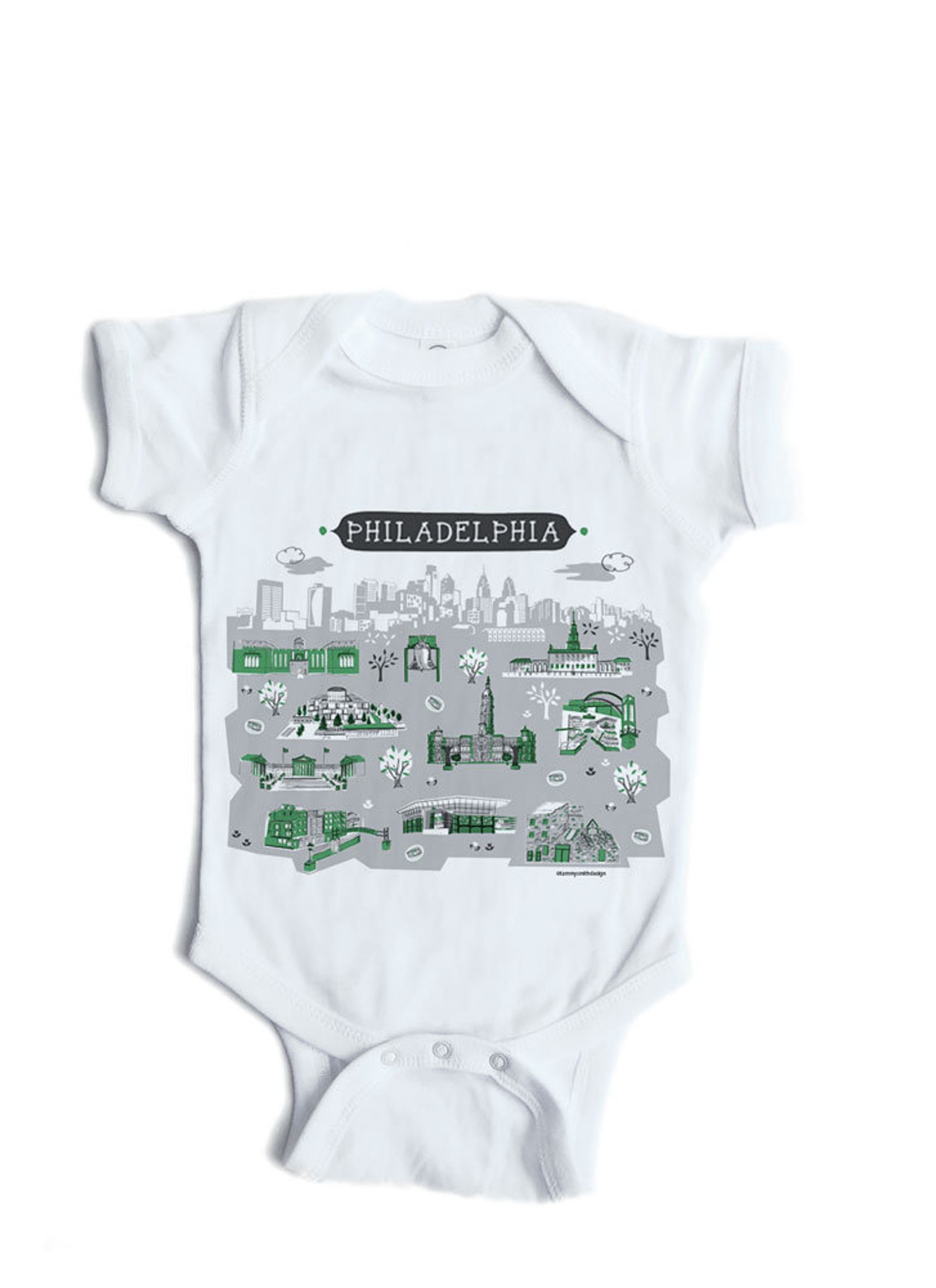 Philadelphia One-piece, Custom City Baby Body Suit, Eco Friendly Print ...