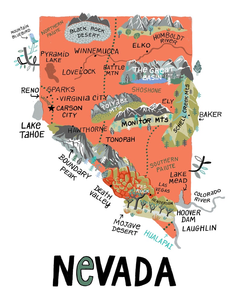 State of Nevada Art Print-color Options Available | Etsy