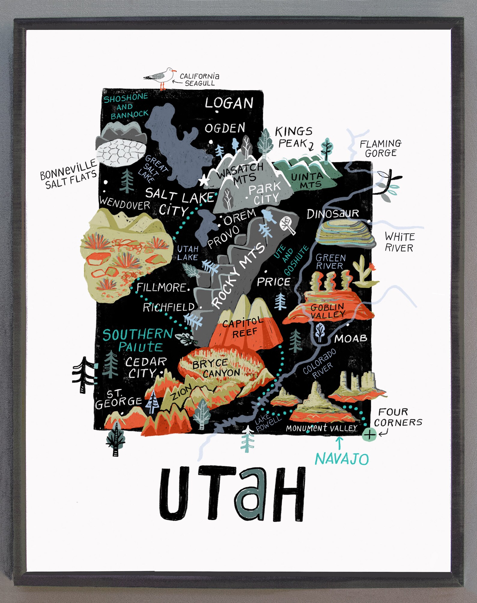 State of Utah Art Print-color Options Available - Etsy