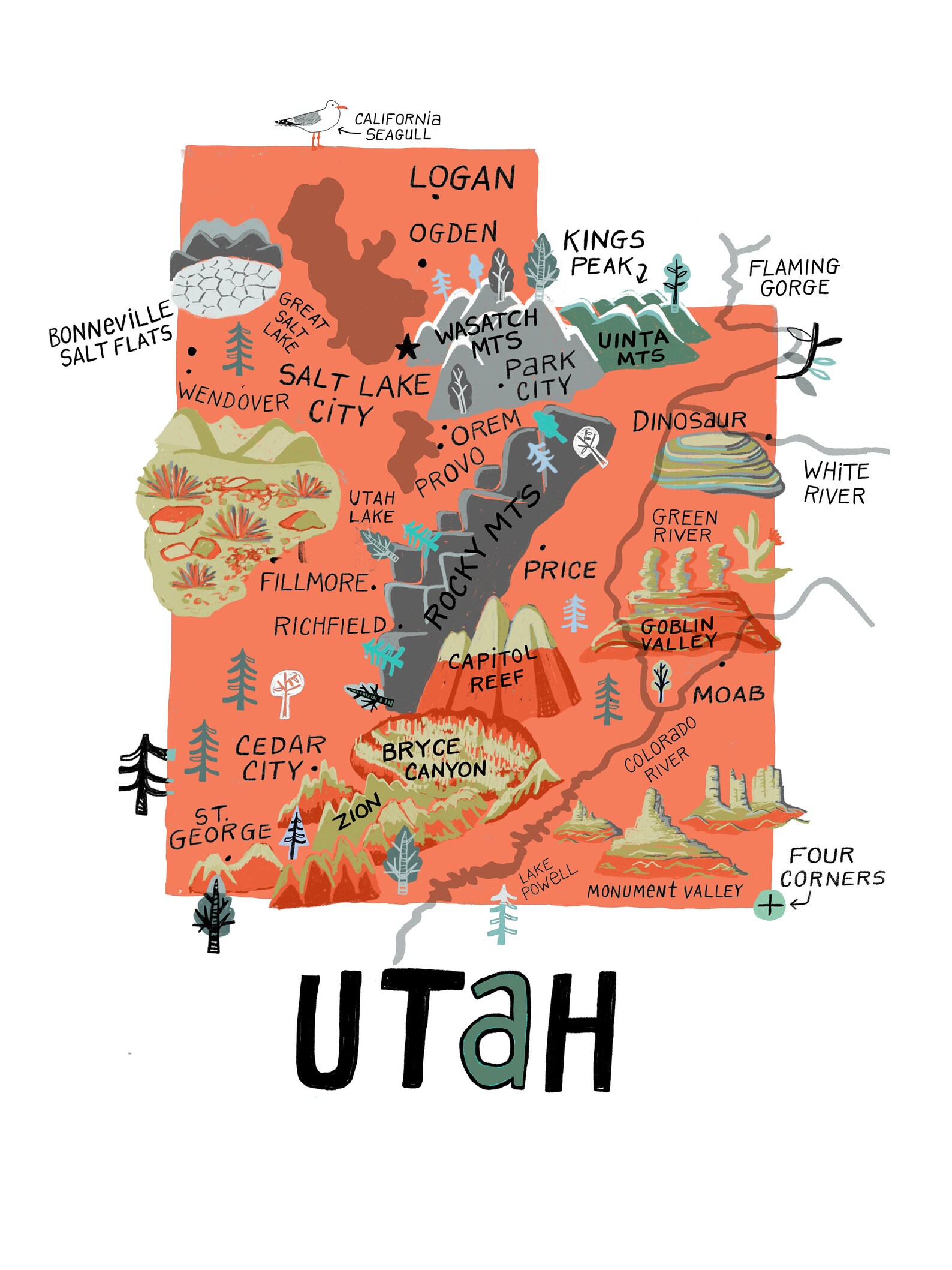 State of Utah Art Print-color Options Available - Etsy