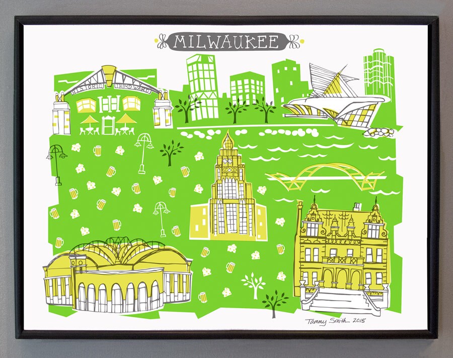 Wall Art-milwaukee-art Print-3 Color-city | Etsy
