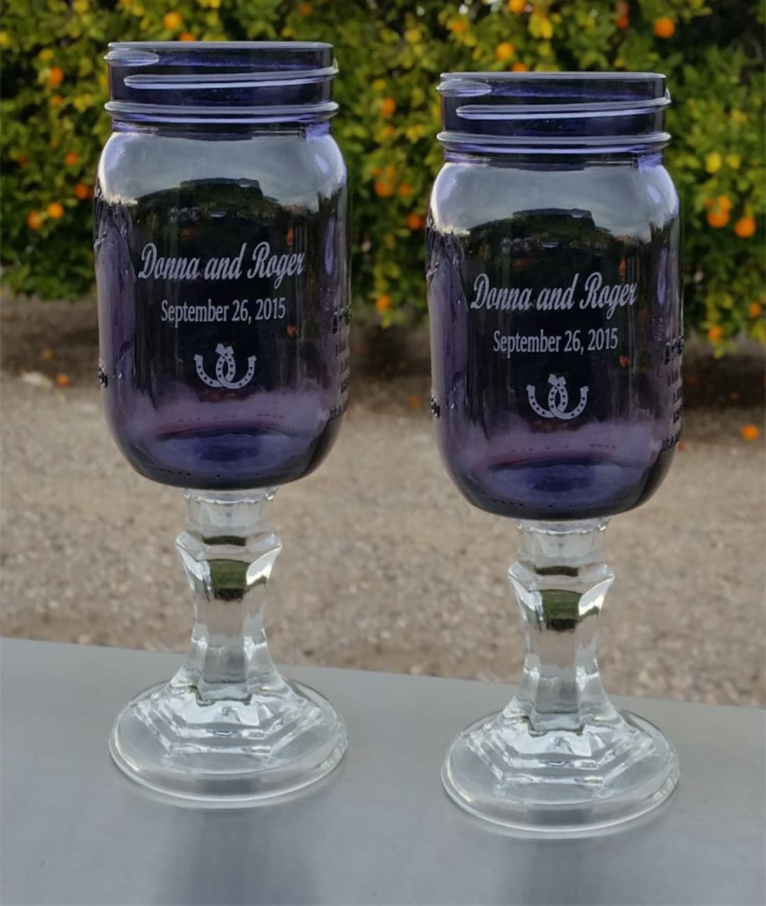 Redneck Wine Glass, Purple, Horseshoe, Engraved, Personalized, 2 - 16 ...