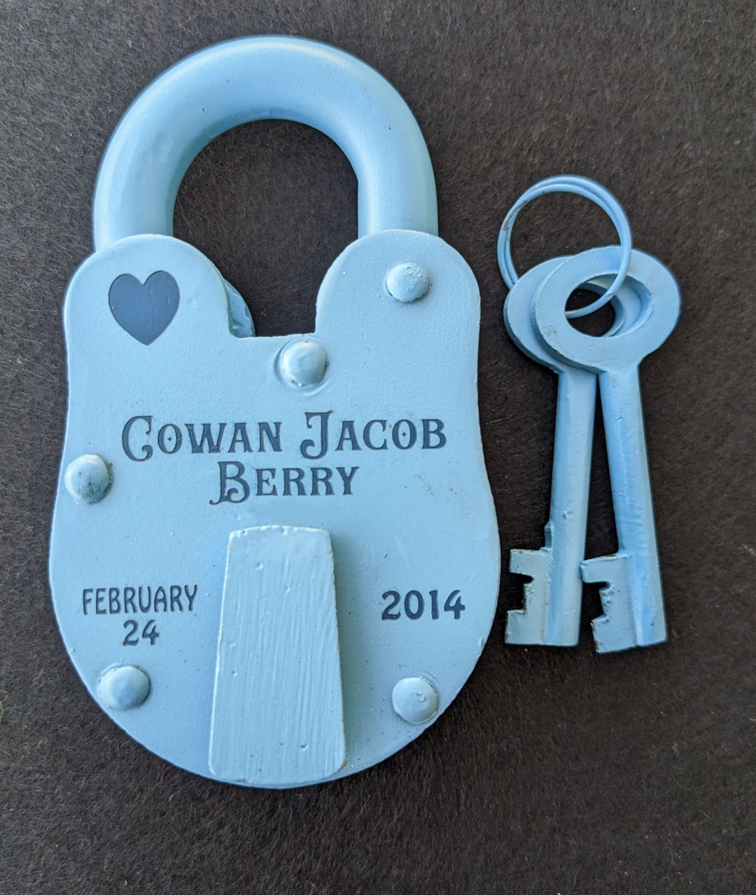 ENGRAVED BIRTHDAY LOCK - Antique - Boy - Blue - Birthday Gift, Baby ...