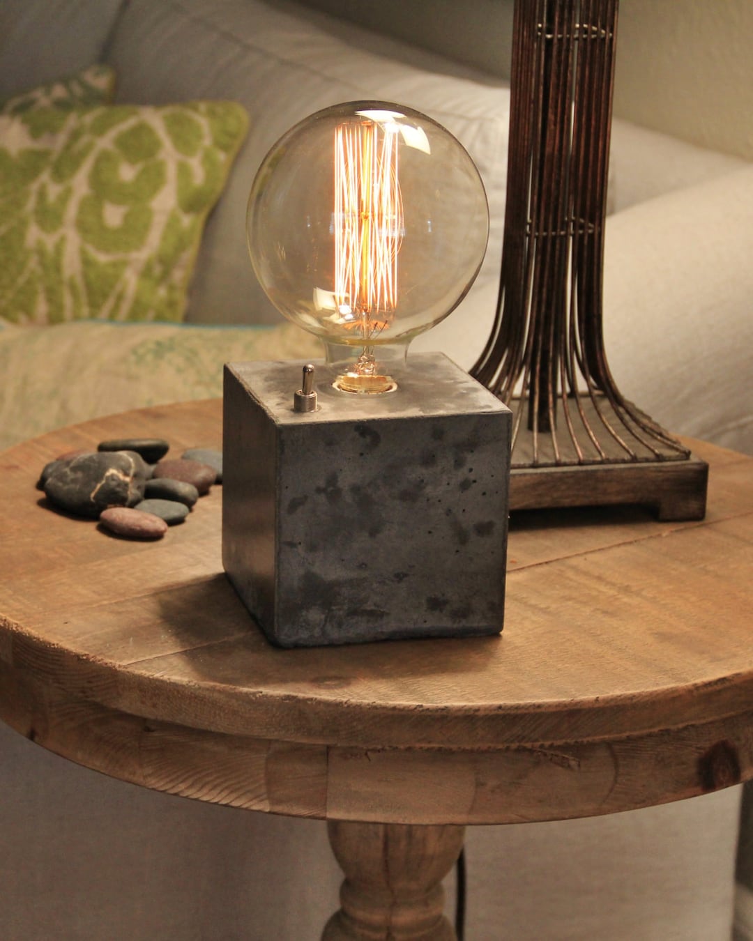 Concrete Cube Desk Lamp - Edison Lamp - Etsy