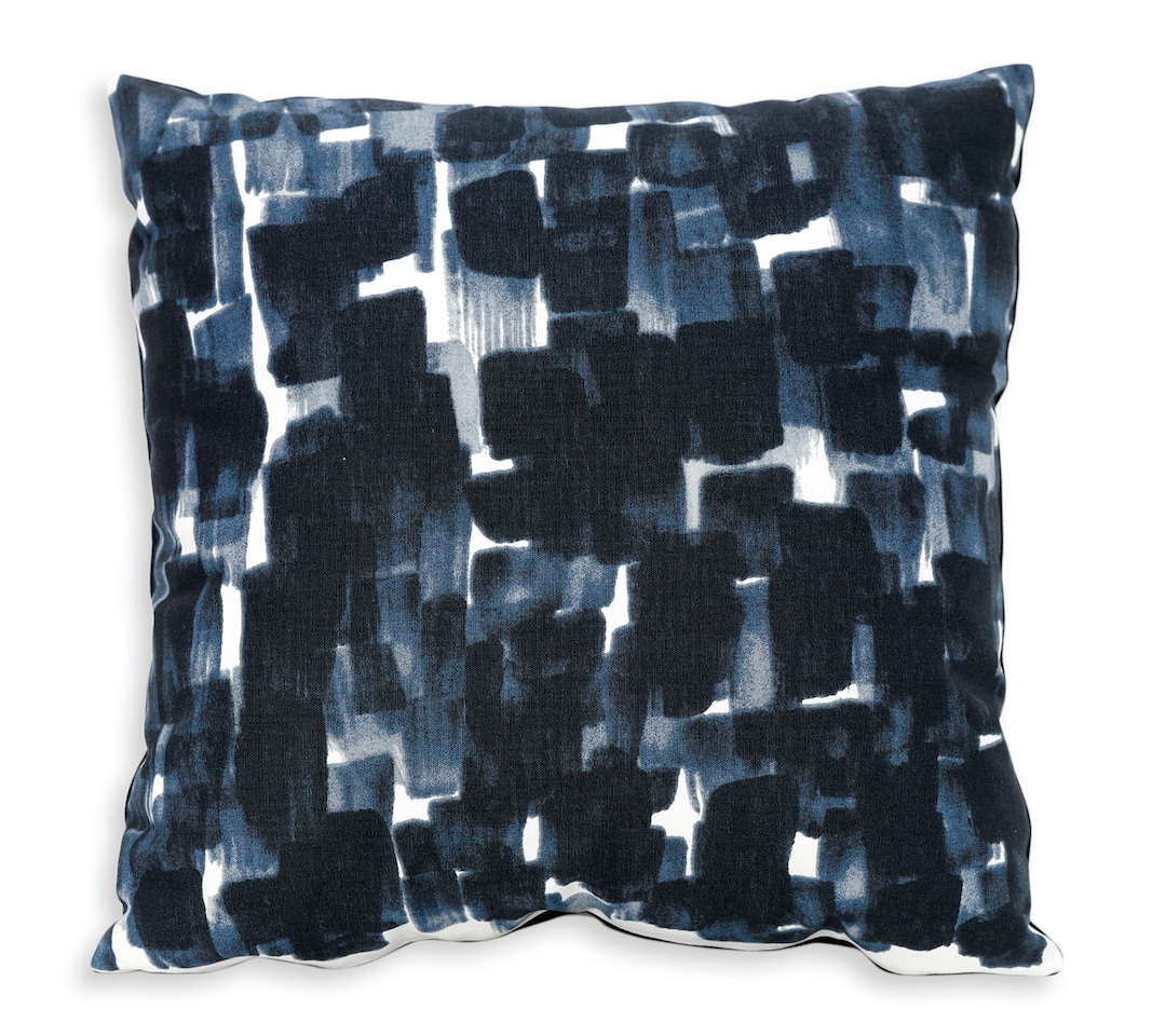 Abstract Check Pattern Reversible Pillow Cover in Shades of Navy Blue ...