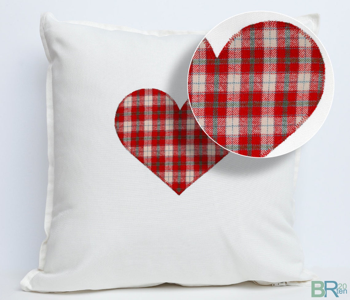 Red and Grey Tartan Plaid Flannel Heart Appliqué Reversible | Etsy