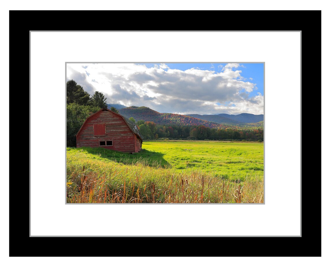 Rustic Red Barn With Fall Foliage Photograph Autumn Leaves - Etsy
