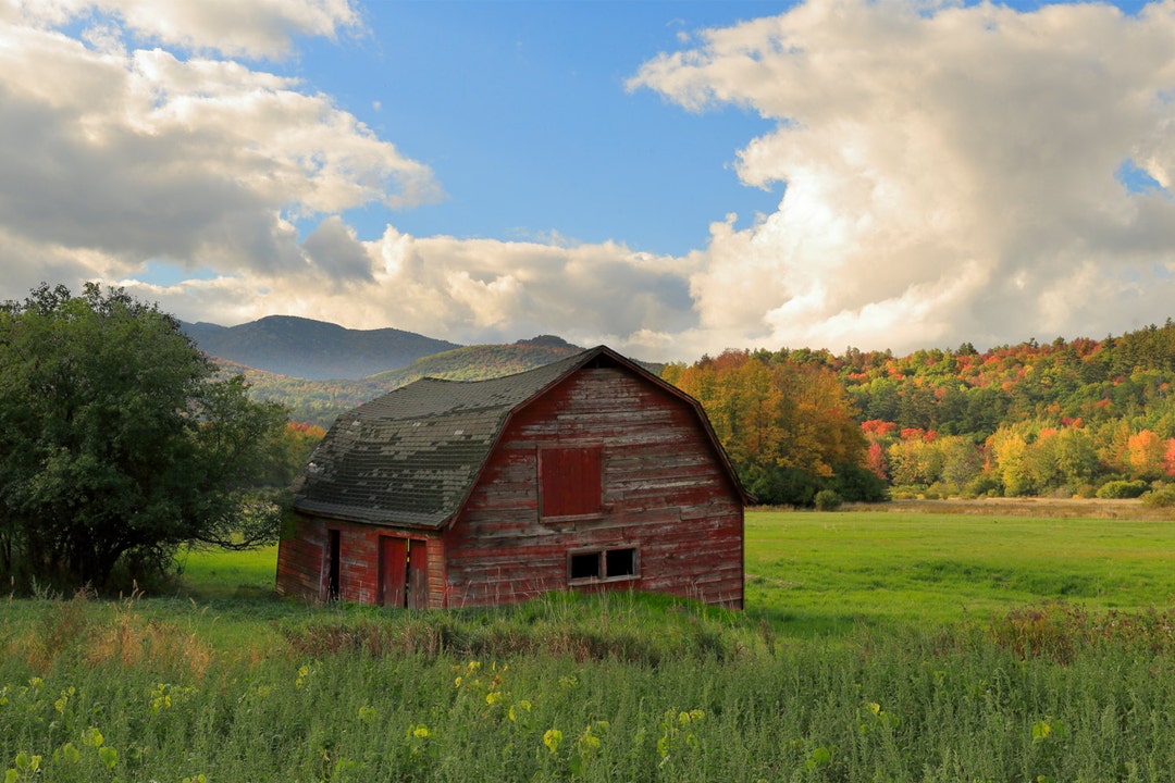 Rustic Red Barn With Fall Foliage Photograph - Autumn Leaves and Fall ...