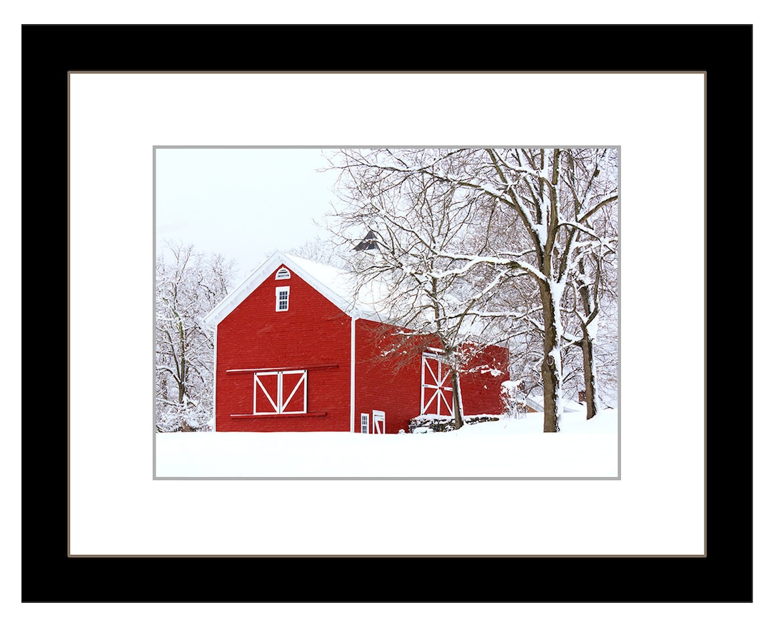 Red Barn in the Snow Photograph Winter Snow Snowy Red Barn - Etsy