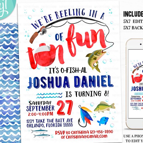 Fishing Invitation Instant Download / Fishing Party Invitation - Etsy