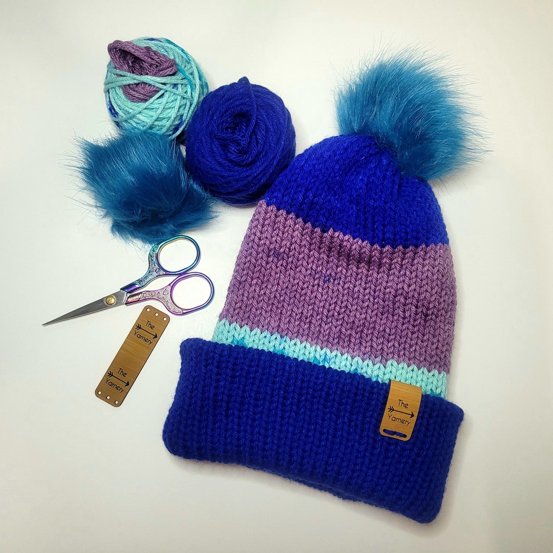 Multi Colored Long Snug Beanie Double Knit Cuffed Brim - Etsy