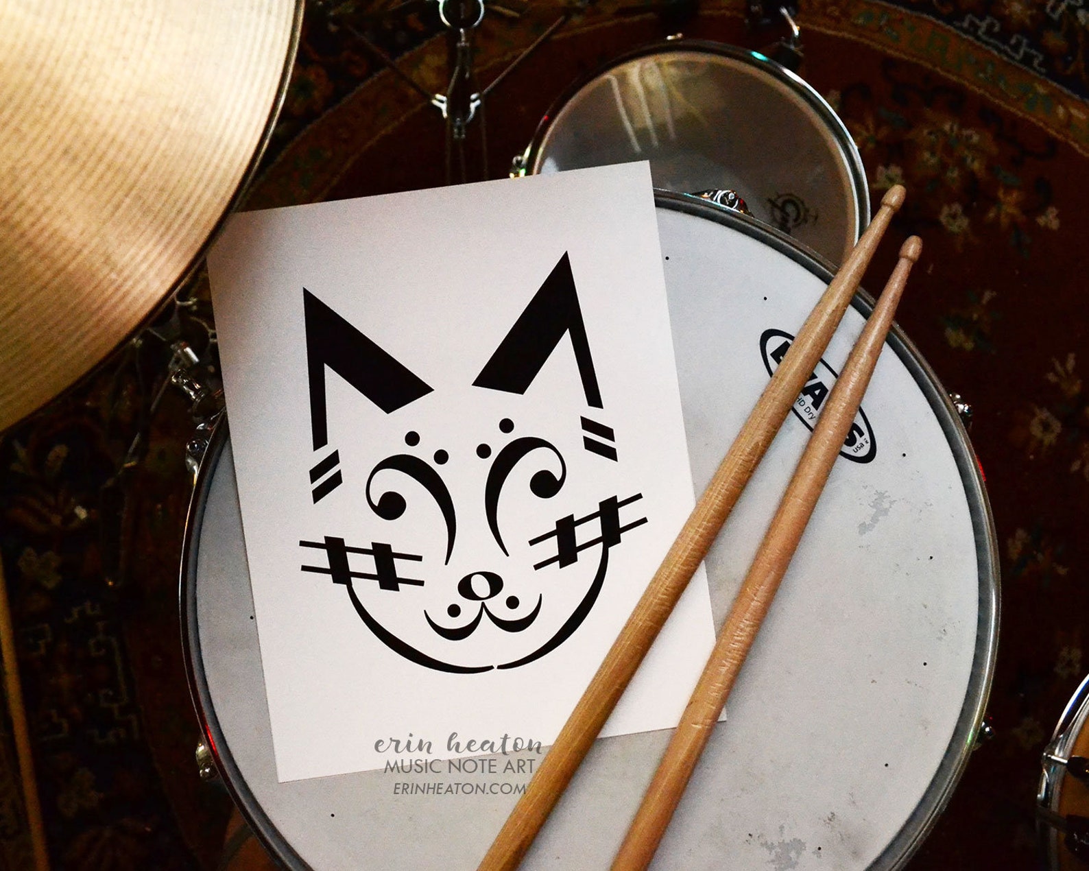 Music Note Art Print / CAT #2 Music Art Print - 5x7, 8x10, 11x14 Art ...