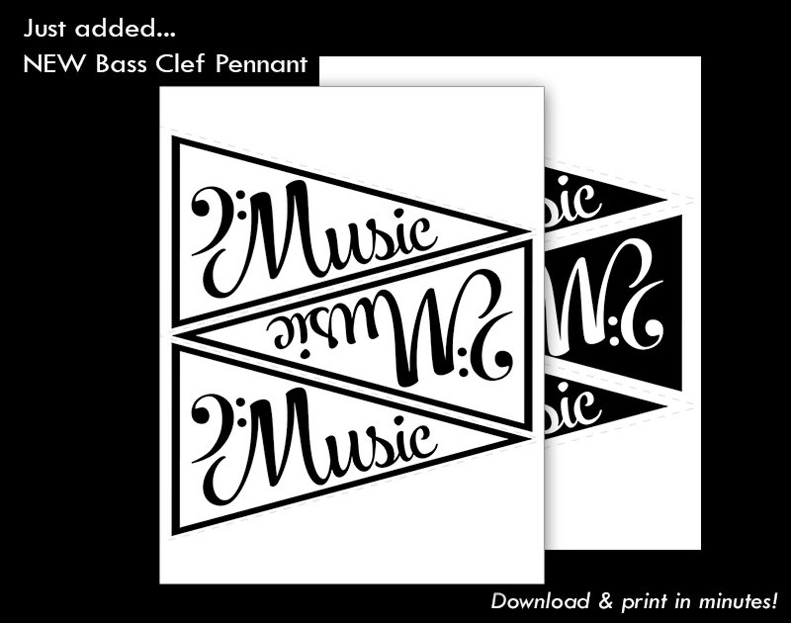 Music Party Decor / Printable MUSIC and BRAVO Pennant Flags / PDF ...