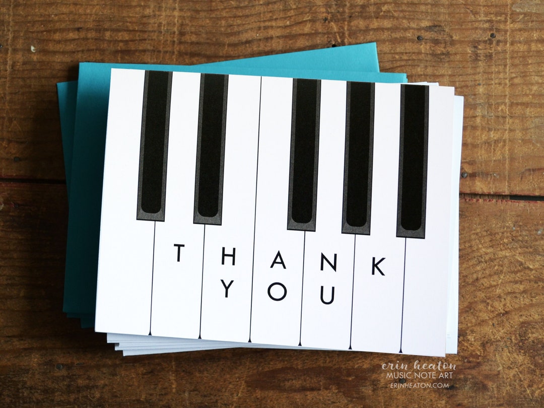 Set of 8 PIANO Teacher Thank You Cards / Music Thank You Note / Black ...