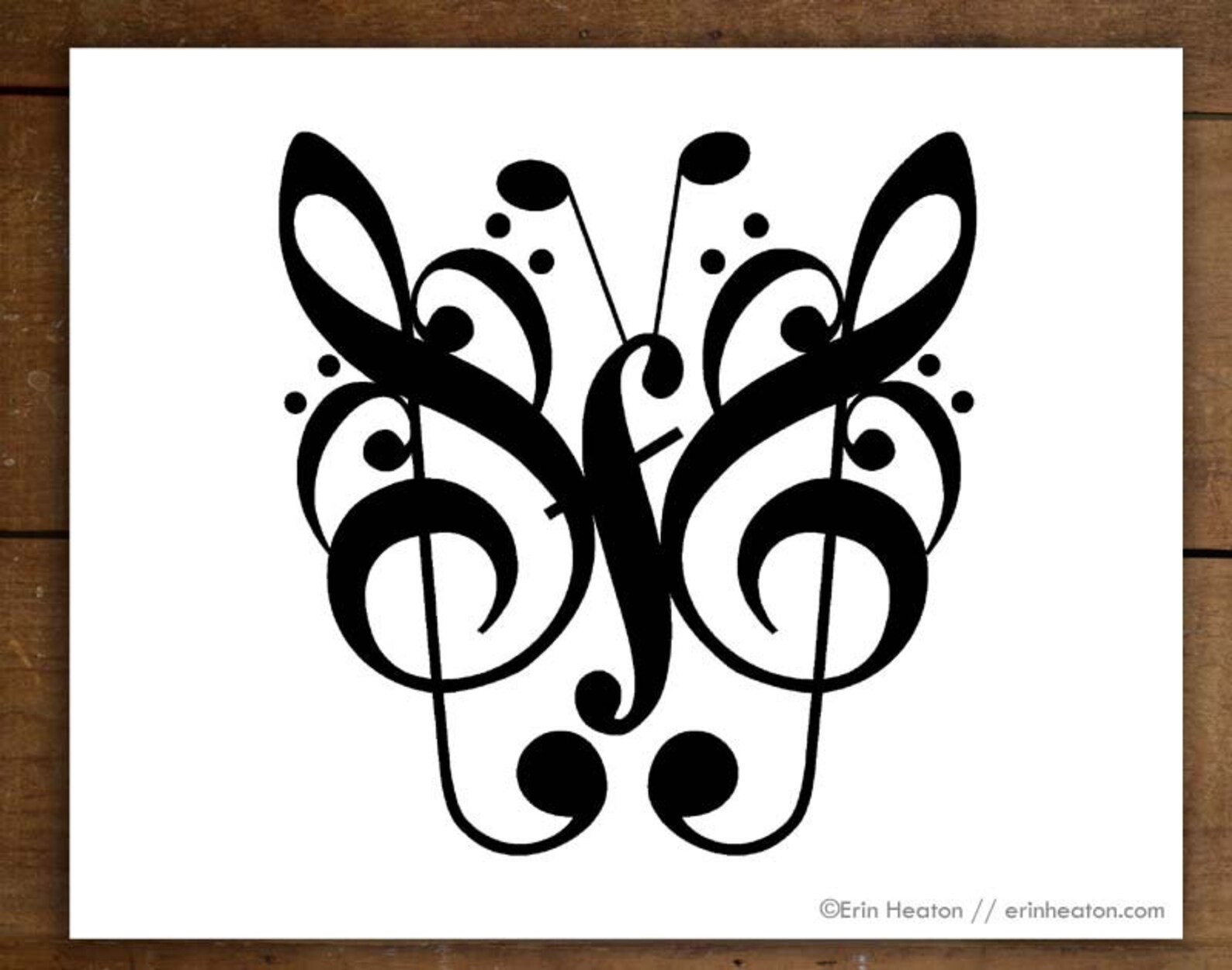 Treble clef / BUTTERFLY 2 music art print 5x7 8x10 11x14 | Etsy