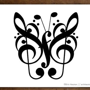 Treble Clef / BUTTERFLY #2 Music Art Print - 5x7, 8x10, 11x14 Fine Art ...