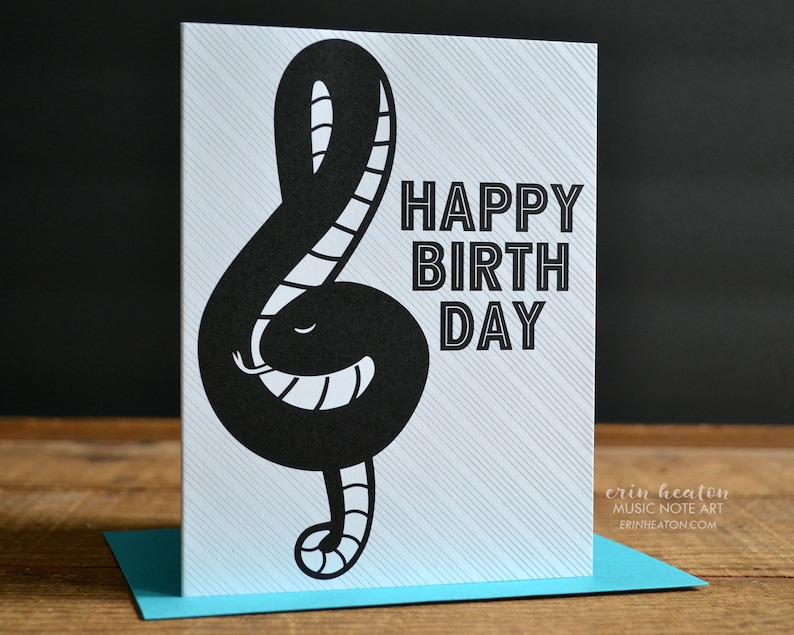 TREBLE CLEF SNAKE Birthday Card / Musician Birthday Card / - Etsy