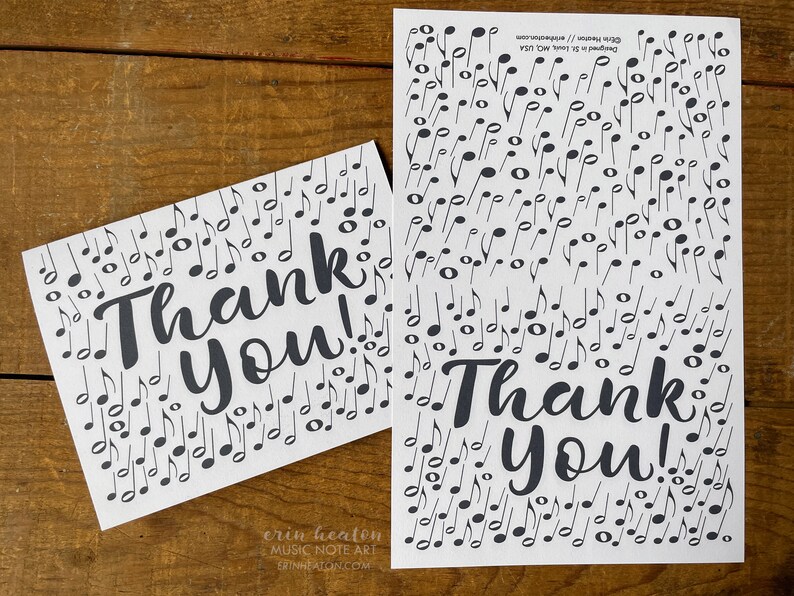 Printable MUSIC NOTE Confetti Thank You Card PDF Instant - Etsy