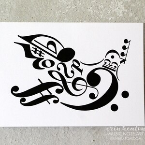 PEACE DOVE Music Note Art Print / Available in 5x7 8x10 - Etsy