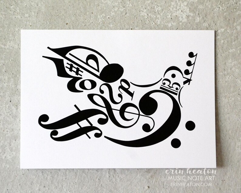PEACE DOVE Music Note Art Print / Available in 5x7 8x10 - Etsy