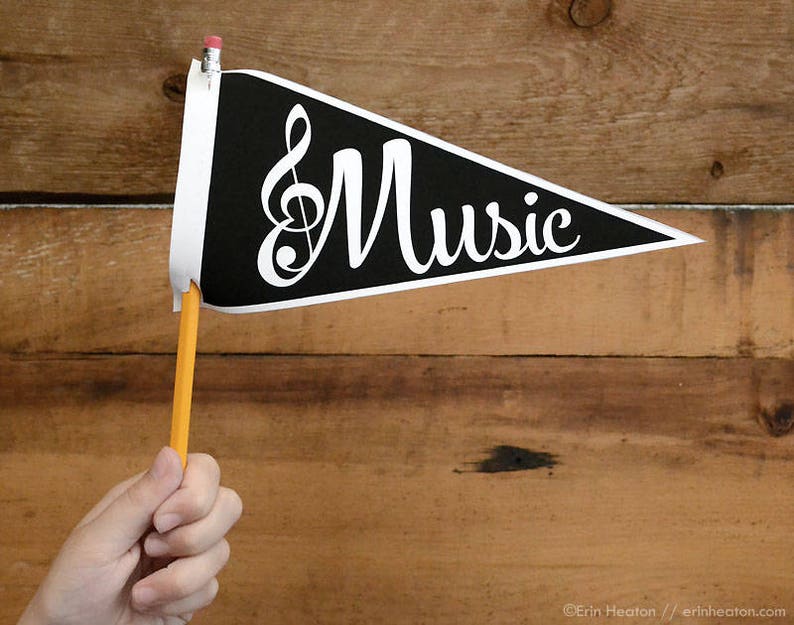 Music Party Decor / Printable MUSIC and BRAVO Pennant Flags / - Etsy