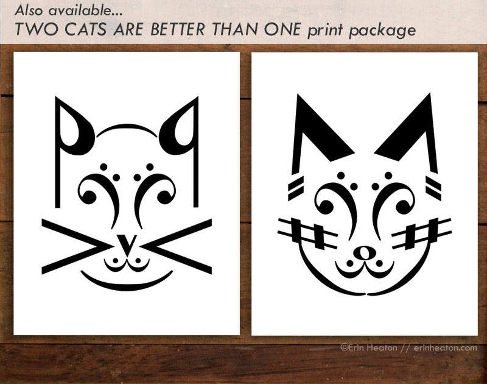 Music Note Art Print / CAT #2 Music Art Print - 5x7, 8x10, 11x14 Art ...