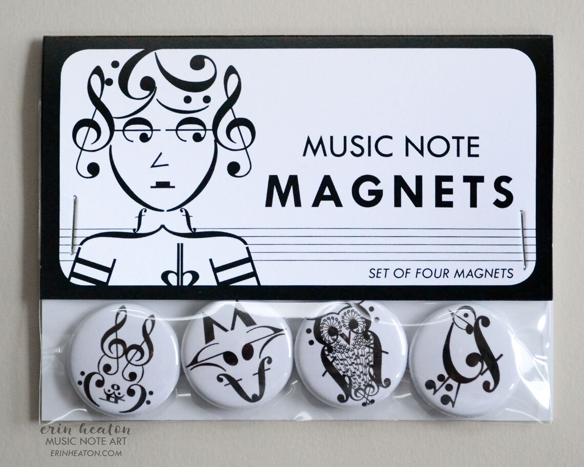 Music Buttons / Set of 4 MUSIC NOTE ANIMAL Magnets or Buttons - Etsy