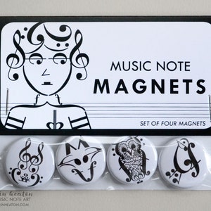 Music Buttons / Set of 4 MUSIC NOTE ANIMAL Magnets or Buttons // Music ...