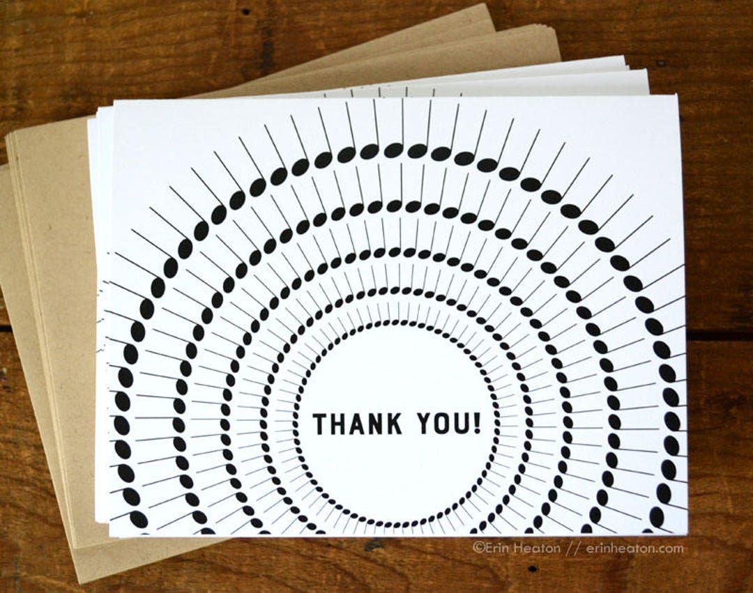 Music Note THANK YOU Cards / Music Gift for Piano Teacher / - Etsy