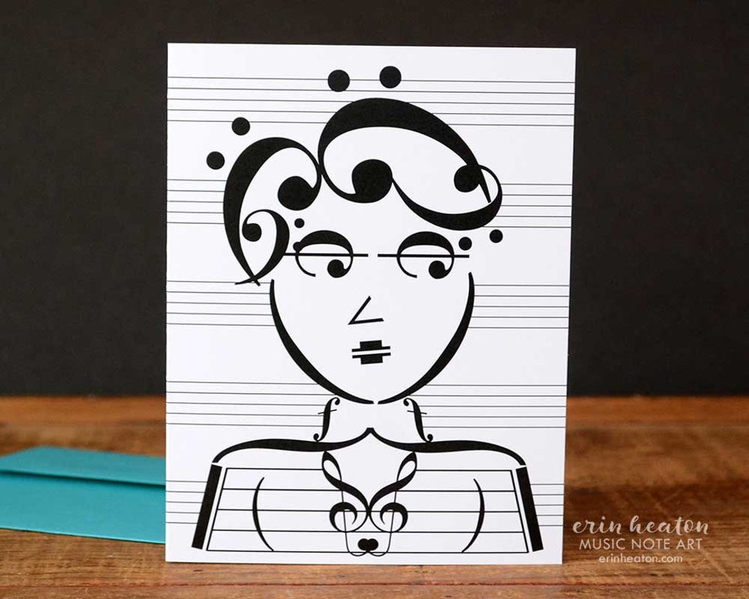 Music Note Greeting Card / BEATNIK CHICK Music Note Card /music ...
