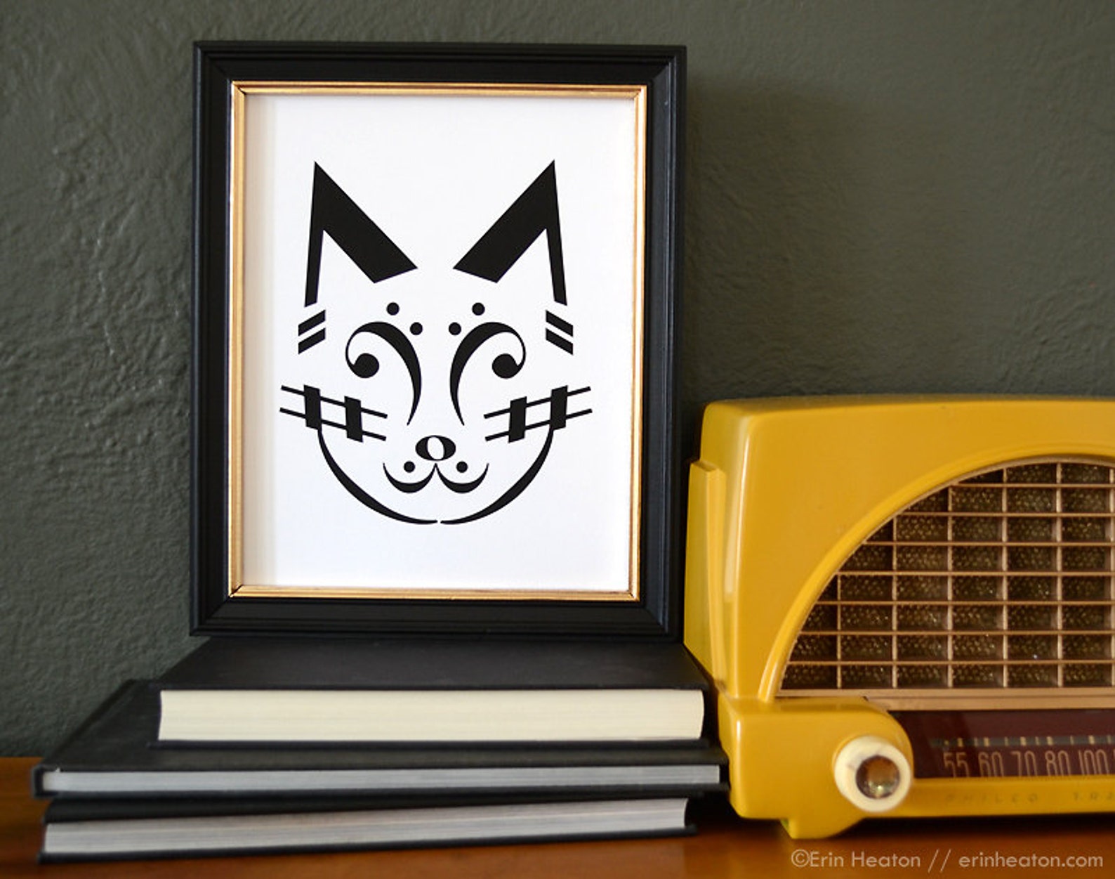 Music Note Art Print / CAT #2 Music Art Print - 5x7, 8x10, 11x14 Art ...