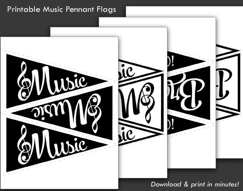 Music Party Decor / Printable MUSIC and BRAVO Pennant Flags / PDF ...