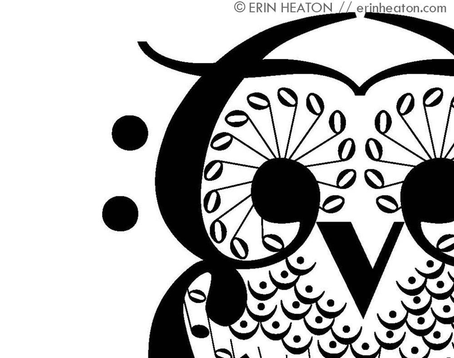 OWL Music Note Art Print - 5x7, 8x10, 11x14 Fine Art Print / Black and ...