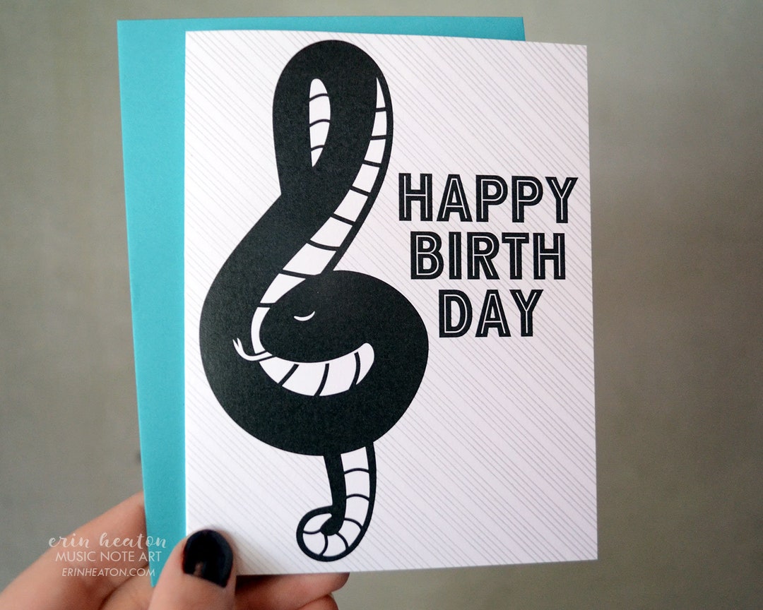 TREBLE CLEF SNAKE Birthday Card / Musician Birthday Card / Musical ...